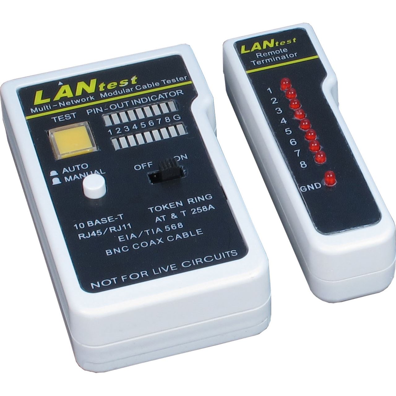 Inter-Tech IPC LANtest Kabeltester, RJ45, RJ11, Koaxial - Werkzeuge ...