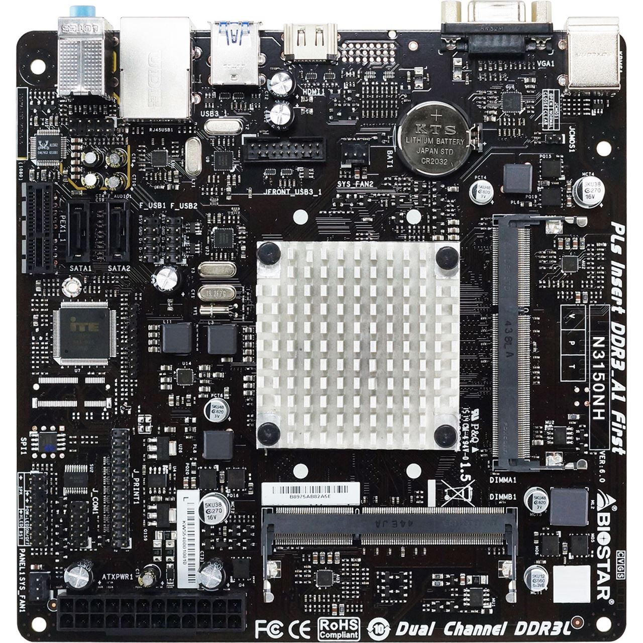 Biostar N3150NH SoC So.BGA Dual Channel DDR3 Mini-ITX Retail - INTEL ...