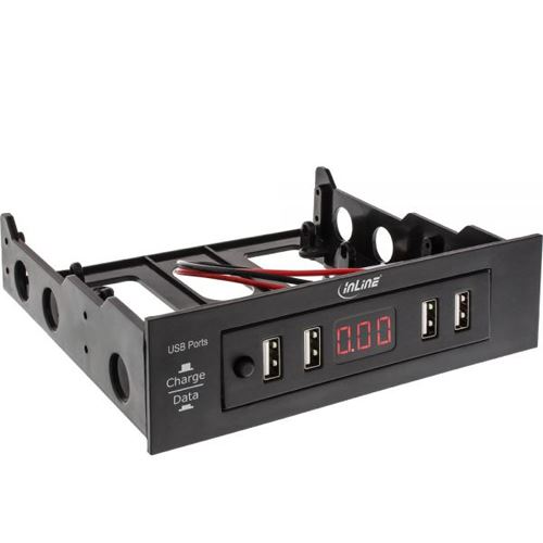 InLine USB Powerpanel Hub, Frontpanel mit 4 USB Ports und Display ...