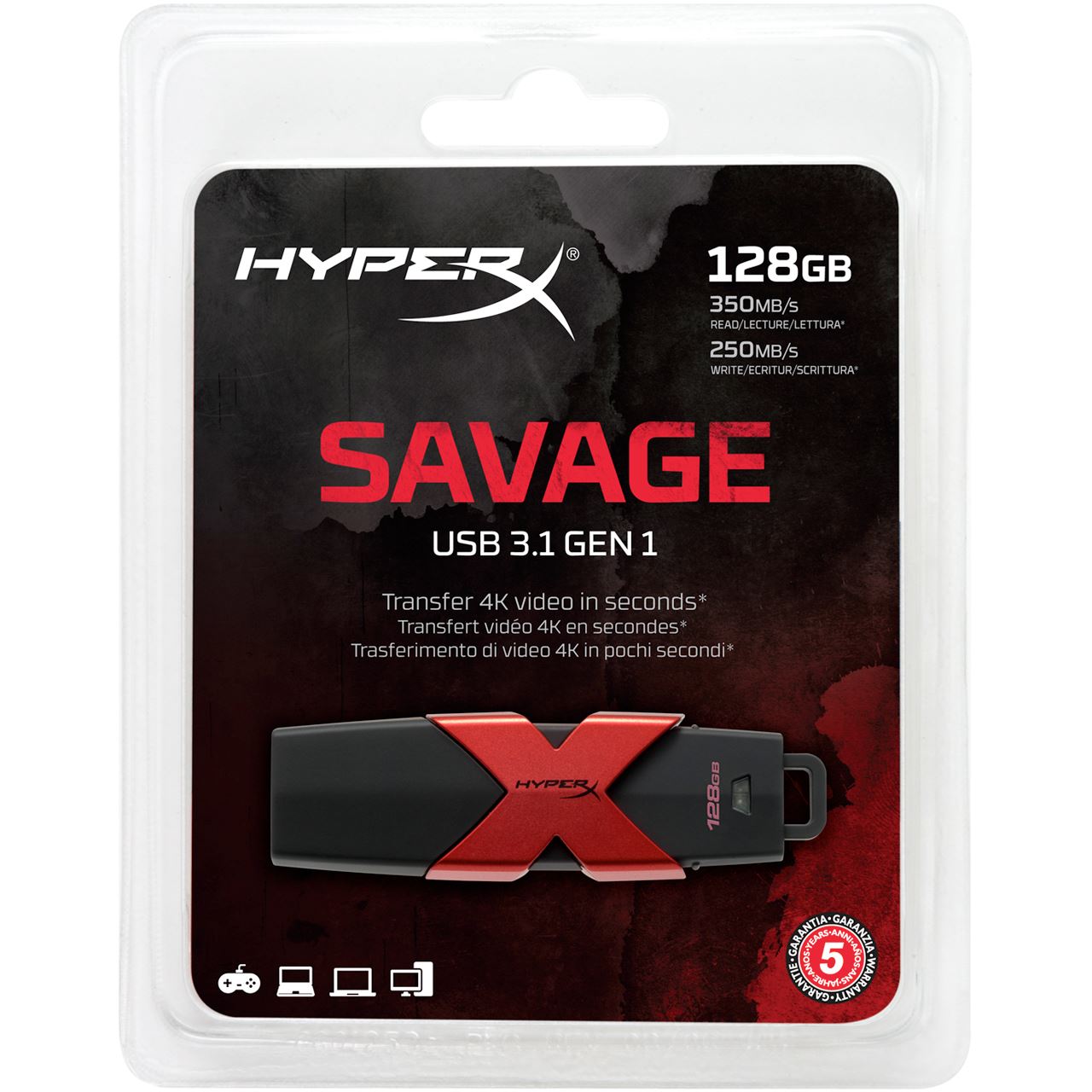 128 GB HyperX Savage schwarz/rot USB 3.1 - | Mindfactory.de