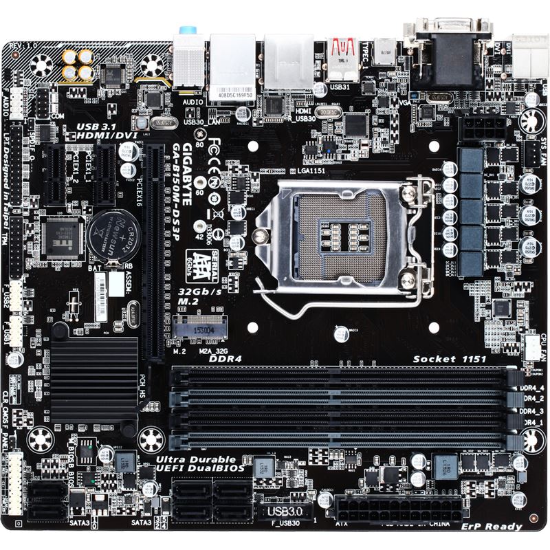 Gigabyte GA-B150M-DS3P Intel B150 So.1151 Dual Channel DDR4 mATX Retail ...