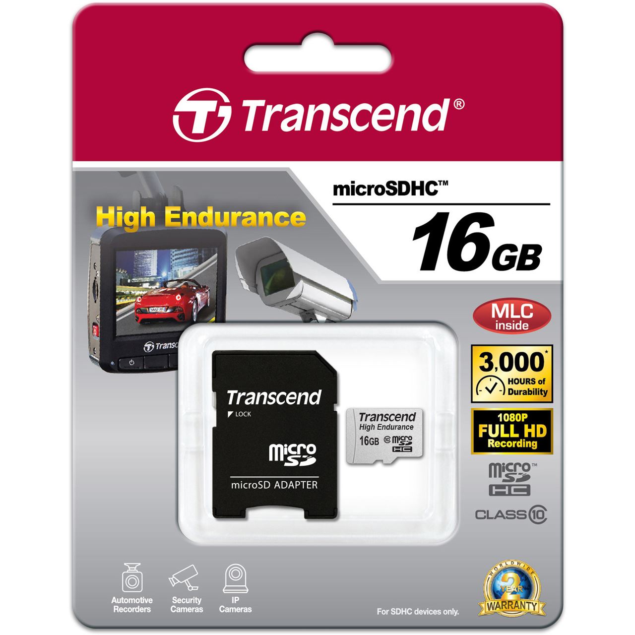 16 GB Transcend TS16GUSDHC10V microSDHC Class 10 Retail inkl. Adapter auf SD - MicroSD Karten
