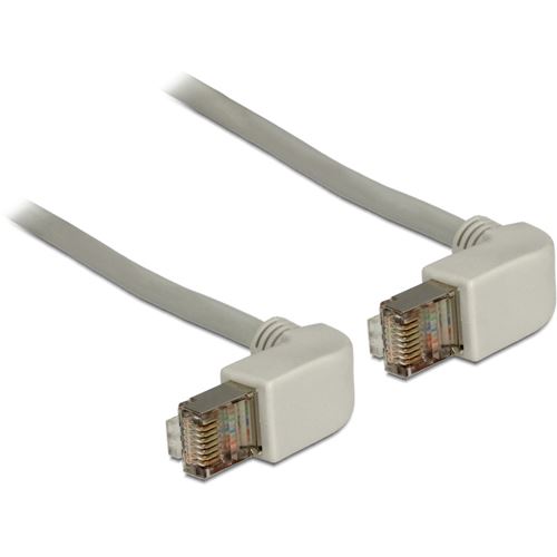 0.50m Delock Cat. 5e Patchkabel S/FTP RJ45 Stecker gewinkelt auf RJ45 Stecker gewinkelt Grau - Cat.