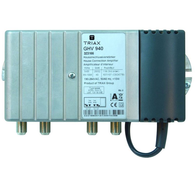 TRIAX Hausanschlussverstärker 1Eing 1Ausg 40dB 32dB/Rück F-Conn ...