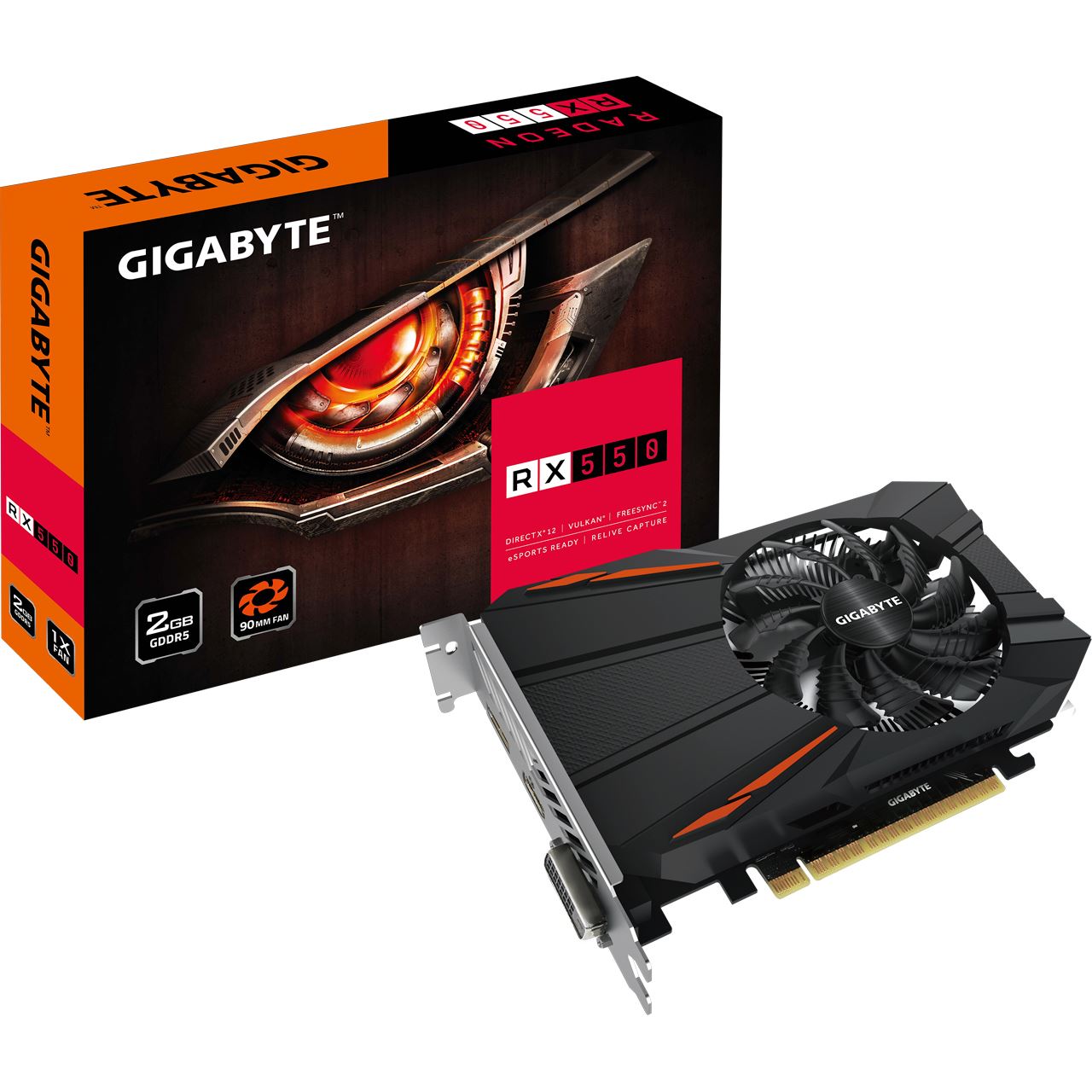 2GB Gigabyte Radeon RX 550 D5 Aktiv PCIe 3.0 x16 (x8) (Retail) - RX 550 ...