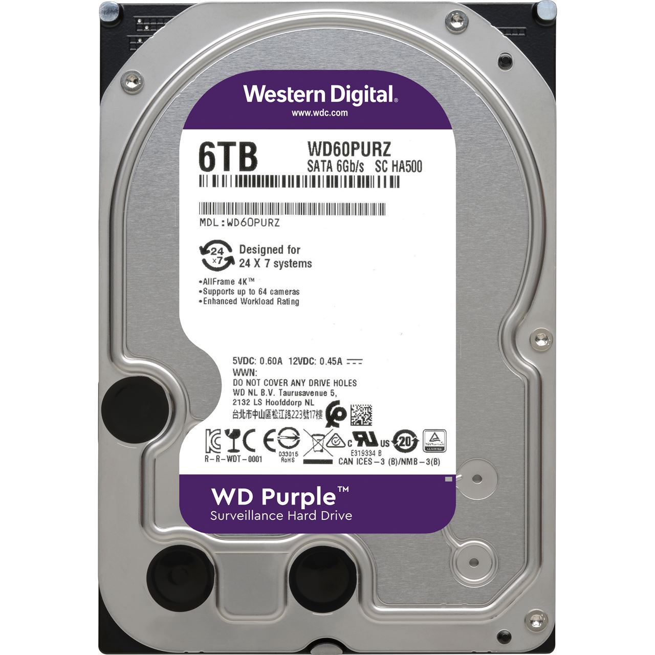 6TB WD Purple WD60PURZ 64MB 3.5" (8.9cm) SATA 6Gb/s - SATA 3.5 Zoll ...