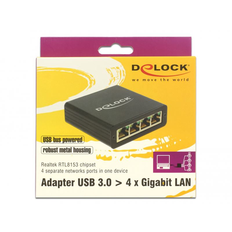 Delock Adapter USB 3.0 > 4 x Gigabit LAN - USB | Mindfactory.de