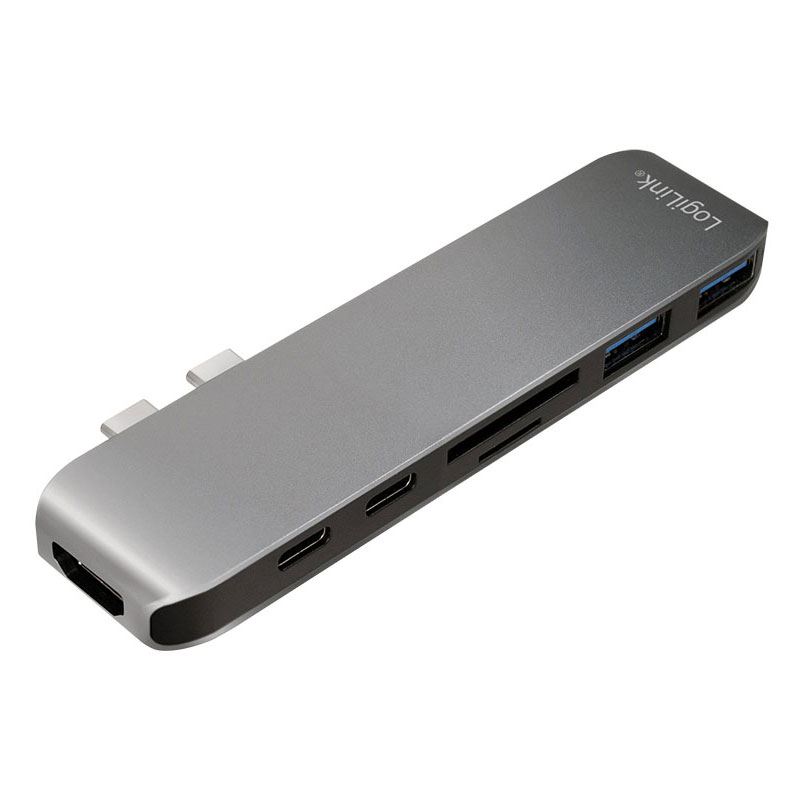 LogiLink Dual USB-C Multifunktion HUB, Aluminium grau - USB Hubs ...