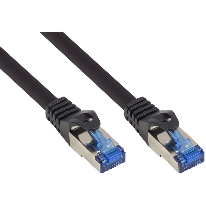 0.15m Good Connections Cat. 6a Patchkabel S/FTP PiMF 500MHz RJ45 Stecker auf RJ45 Stecker Schwarz