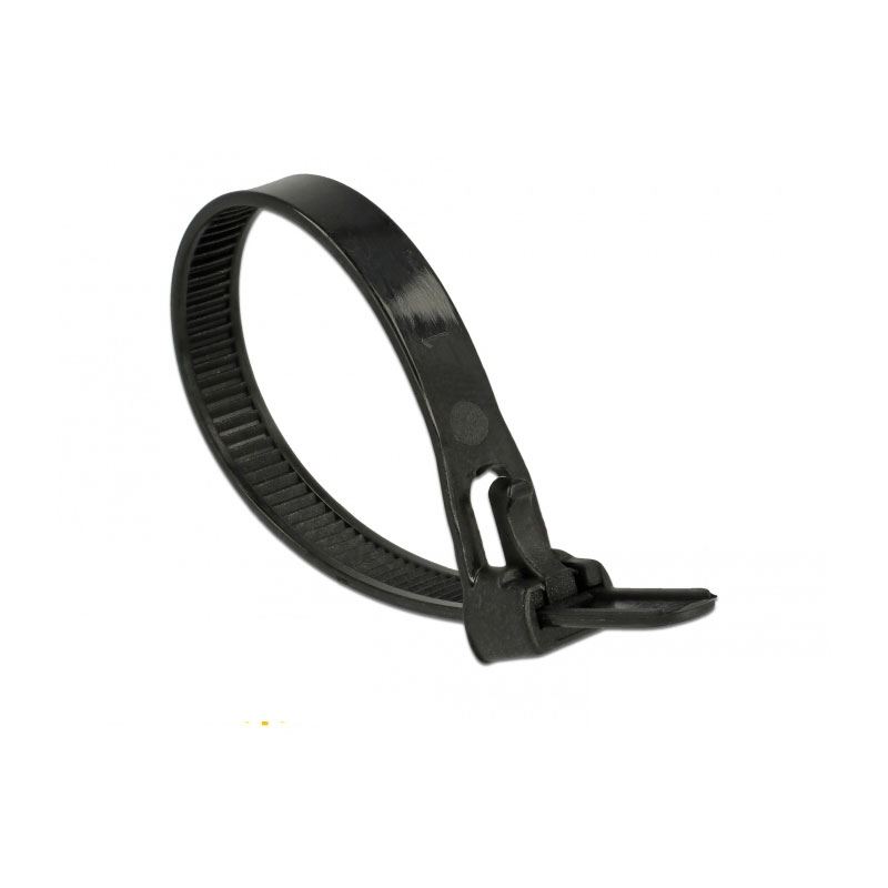 Delock Kabelbinder Wiederverwendbar 7,5mm x150mm schwarz 100 Stück ...