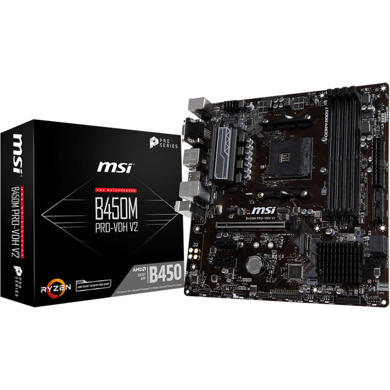 MSI B450M Pro-VDH V2 (B450,AM4,mATX,DDR4,VGA,AMD), Bulk-Artikel ...