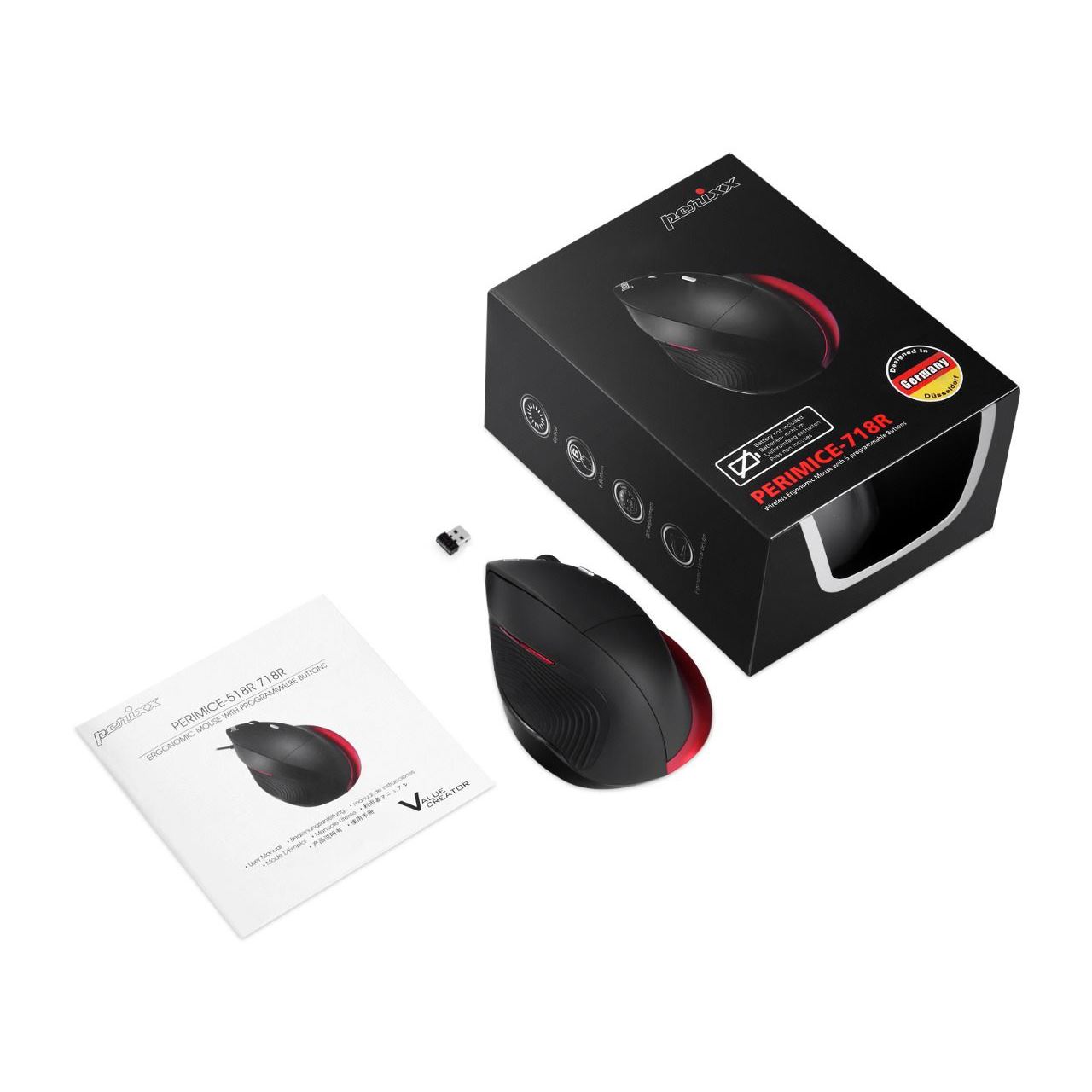 Perixx PERIMICE-718R, Ergonomische Maus schwarz - Mäuse kabellos ...