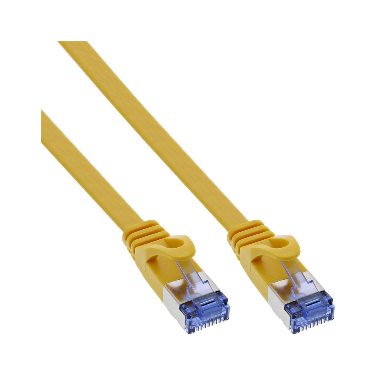 (€0,99*/1m) 10.00m InLine Cat. 6a Patchkabel flach U/FTP RJ45 Stecker auf RJ45 Stecker Gelb