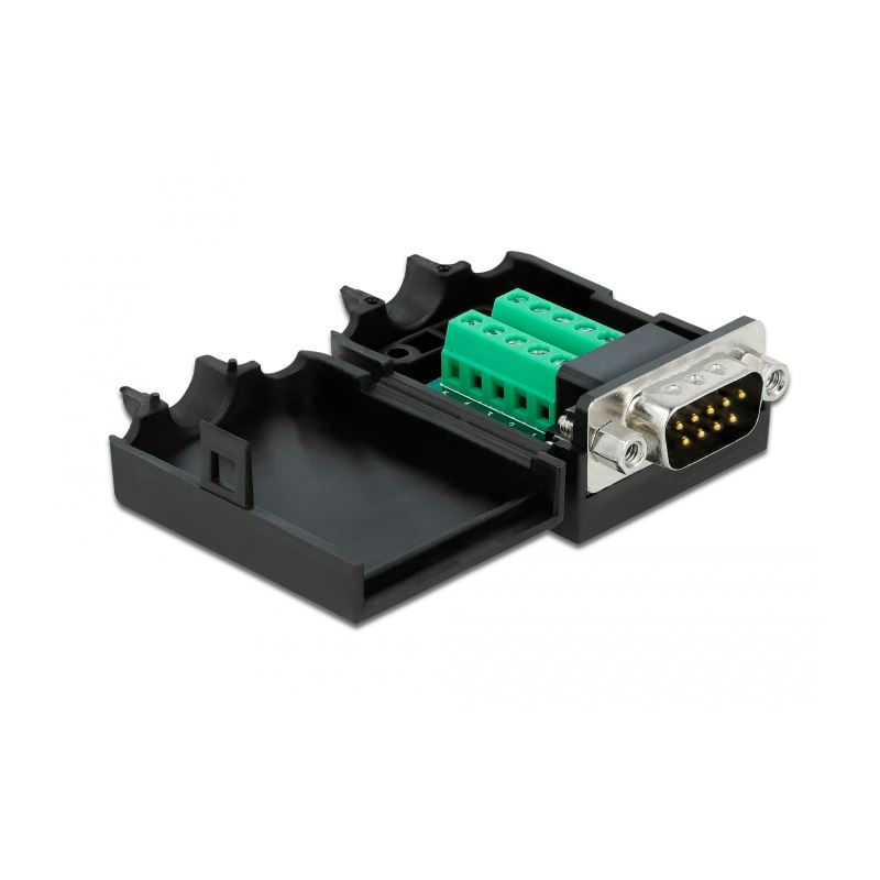 Delock Adapter Sub-D 9 Pin Stecker zu Terminalblock 10 Pin mit Gehäuse ...
