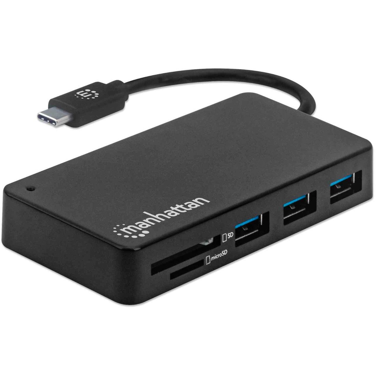 Manhattan 3-Port USB 3.2 Gen 1 Hub C-St./3 xA & Card Reader - USB Hubs ...