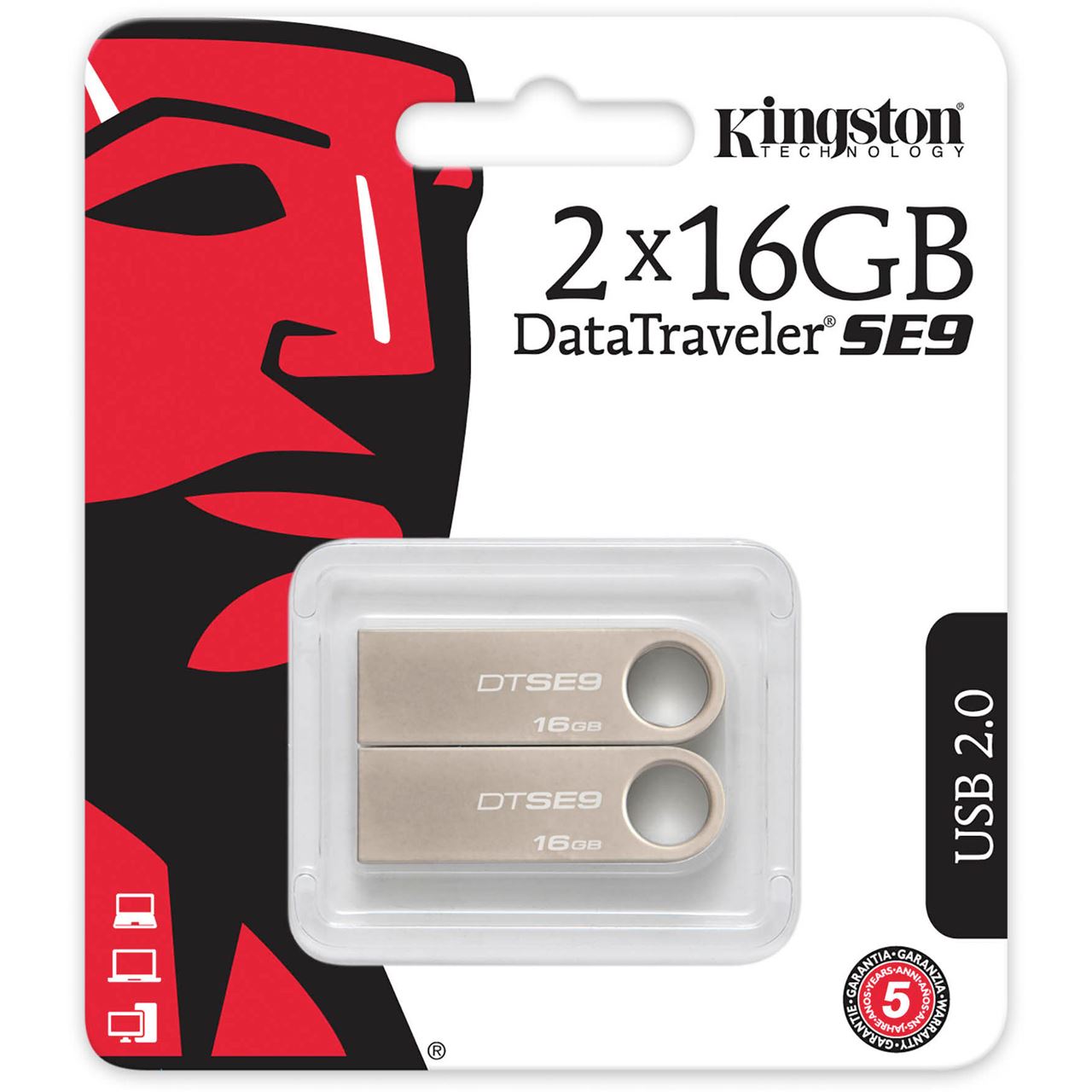 16GB Kingston DataTraveler SE9, USB-A 2.0, 2er-Pack (DTSE9H/16GB-2P ...