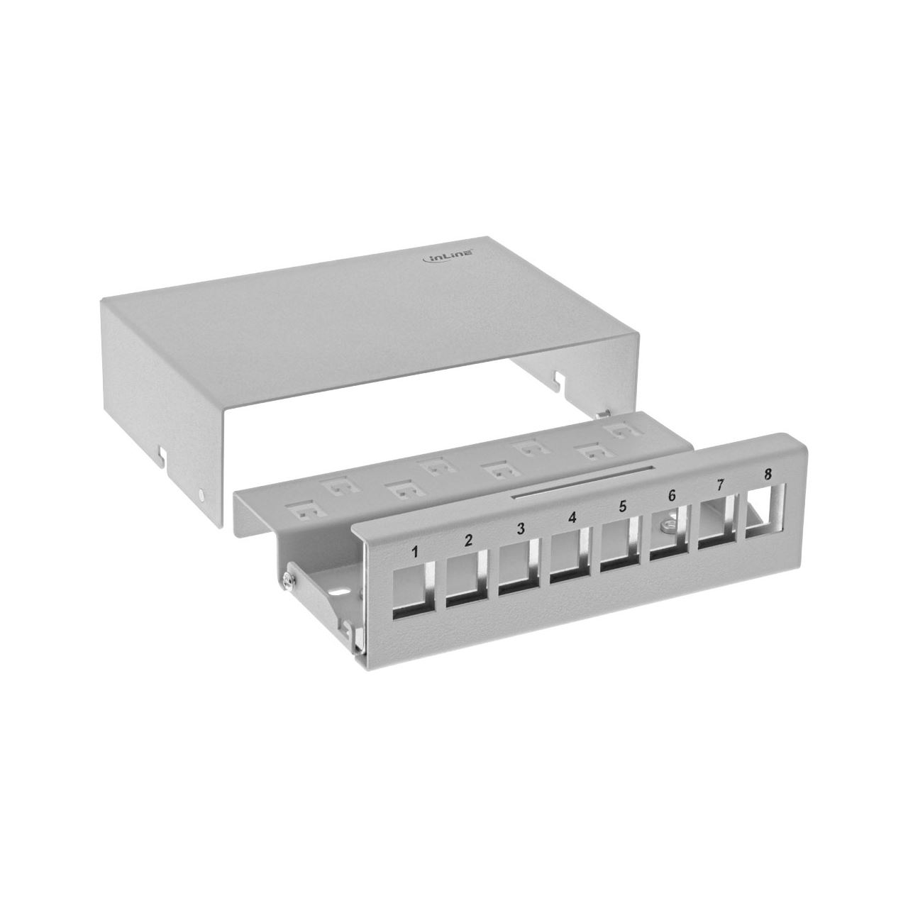 InLine Patchfeld-Dose Aufputz für 8x Keystone RJ45, Metall, lichtgrau ...