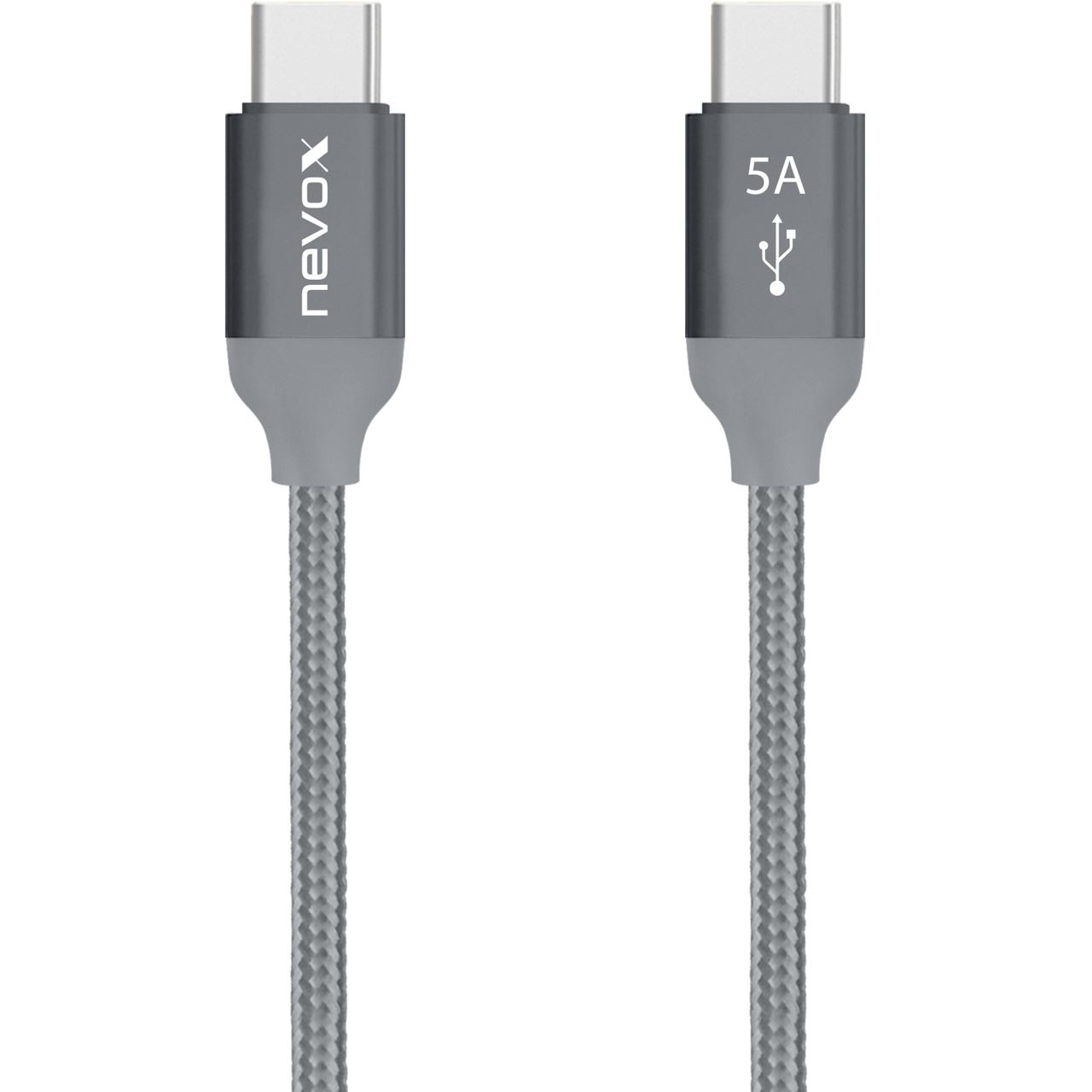 Nevox USB Type C zu Type C Kabel 20V/5A (100W) Emark IC 1 m silbergrau ...
