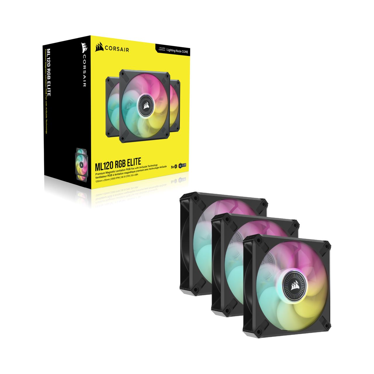 120mm Corsair ML ELITE Series, ML120 RGB ELITE, 120mm Magnetic ...