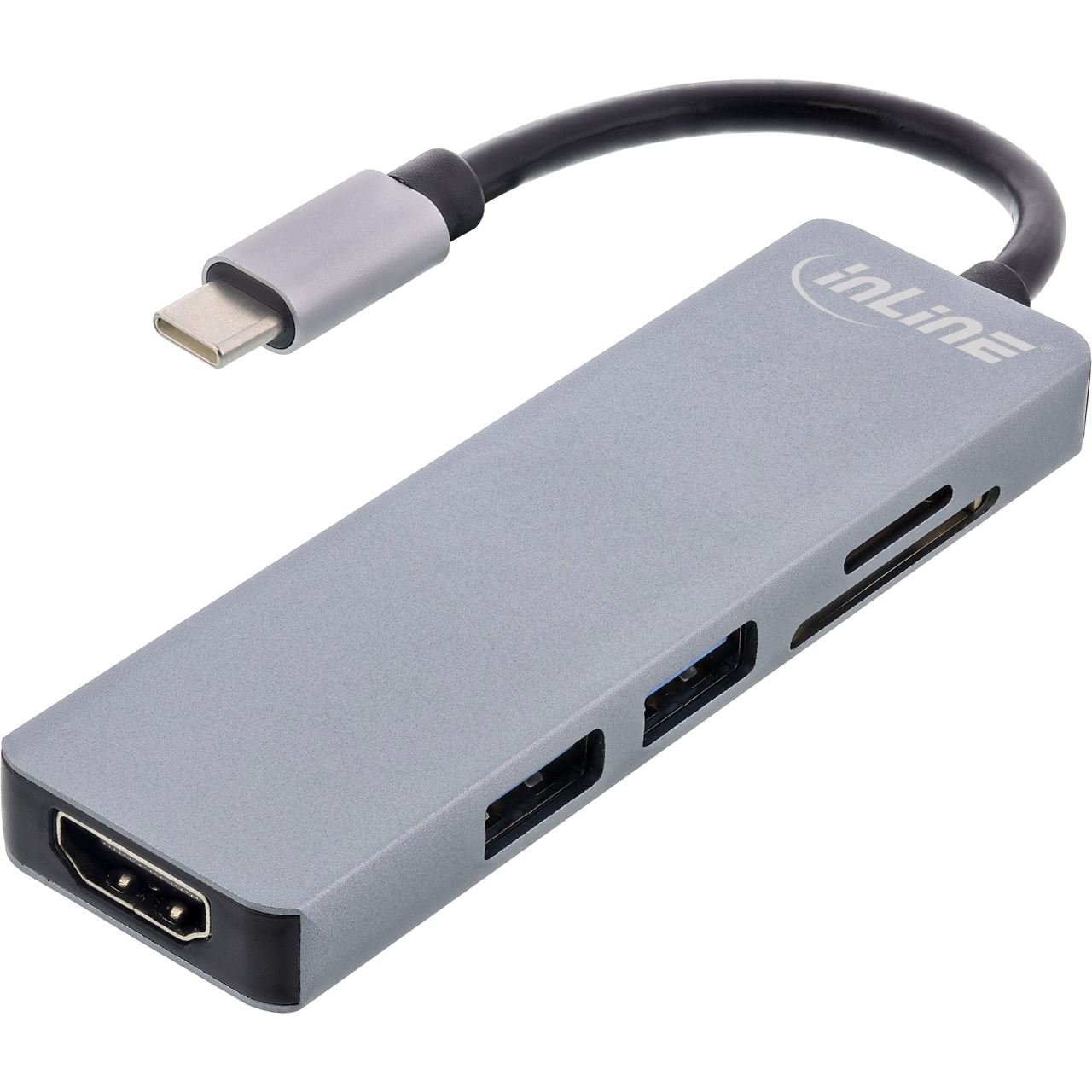 InLine Multifunktions-Hub USB 3.2 Gen.1, 2x USB-A 5Gb/s + HDMI 4K/30Hz ...