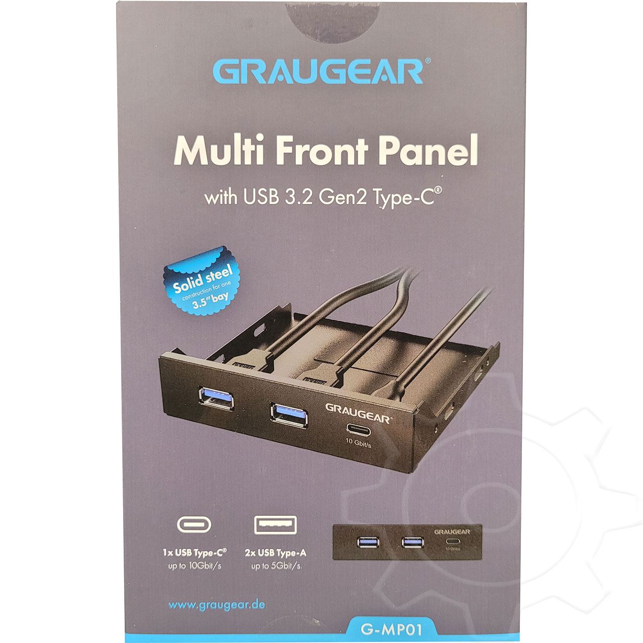 GrauGear USB-HUB Multi Front Panel, USB 3.2 Gen2 Type-C retail G-MP01 (Retourenware)