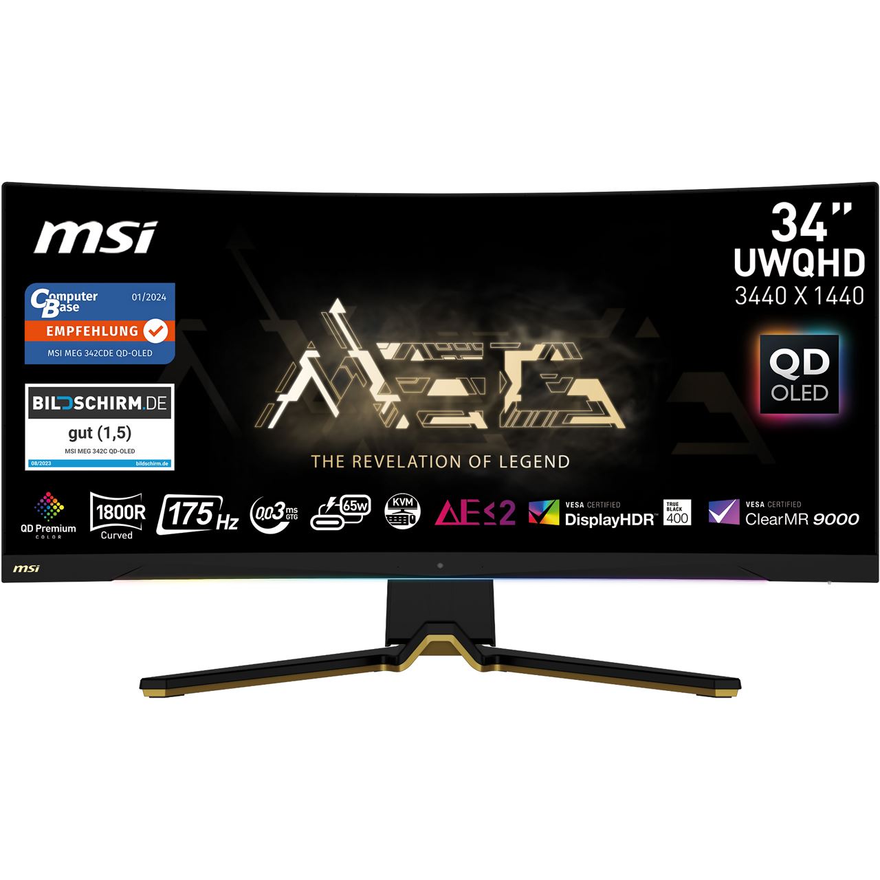 34.18" (86,82cm) MSI MEG 342CDE QD-OLED schwarz/gold 3440x1440 ...