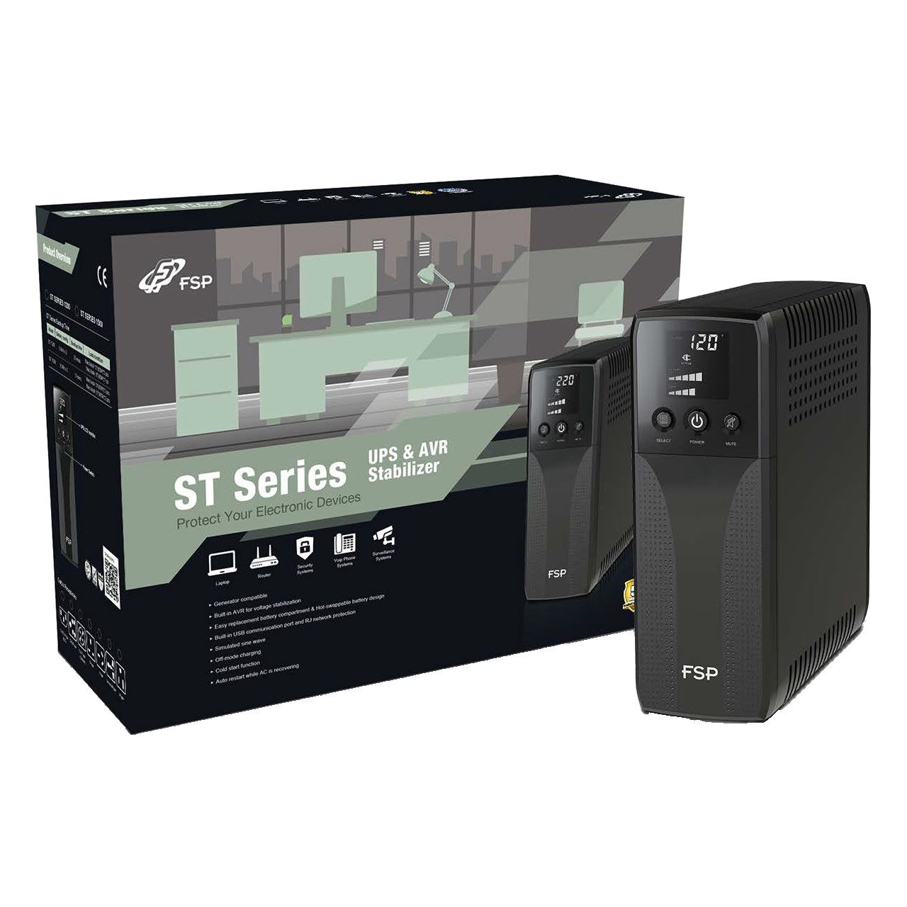 FSP ST 850 Tower 850VA 510W RJ45 Ausgang 4 Schutzkontakt - USV Anlagen | Mindfactory.de