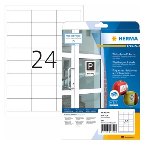 HERMA Wetterfeste Imprägn.Etik.A4 20 Blatt 66x33.8 - Etiketten / Folien ...