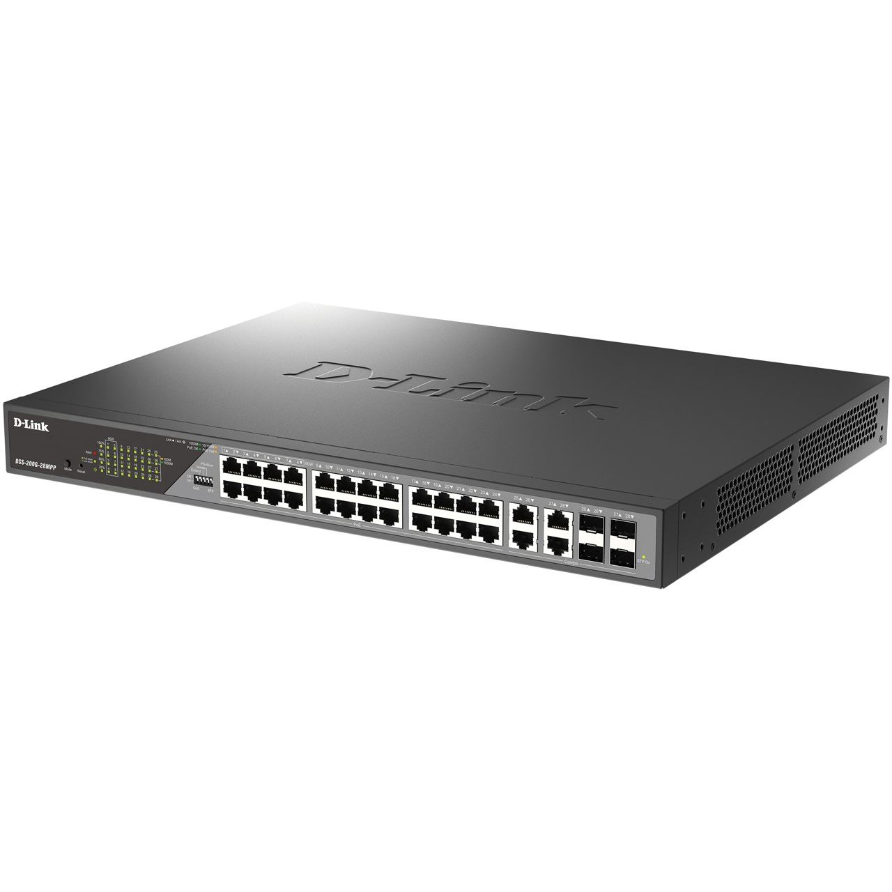 D-Link DSS 200G-28MP - Switch - managed - 24 x 10/100/1000 (PoE) + 4 x 1000Base-T (Kombi) - an Rack