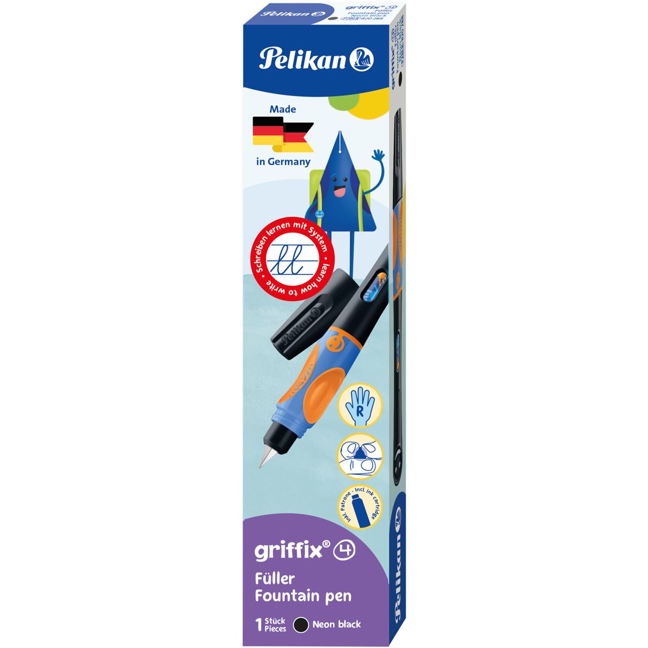 Pelikan griffix Füller Rechtshänder Neon Black Faltschachtel - Füllhalter | Mindfactory.de