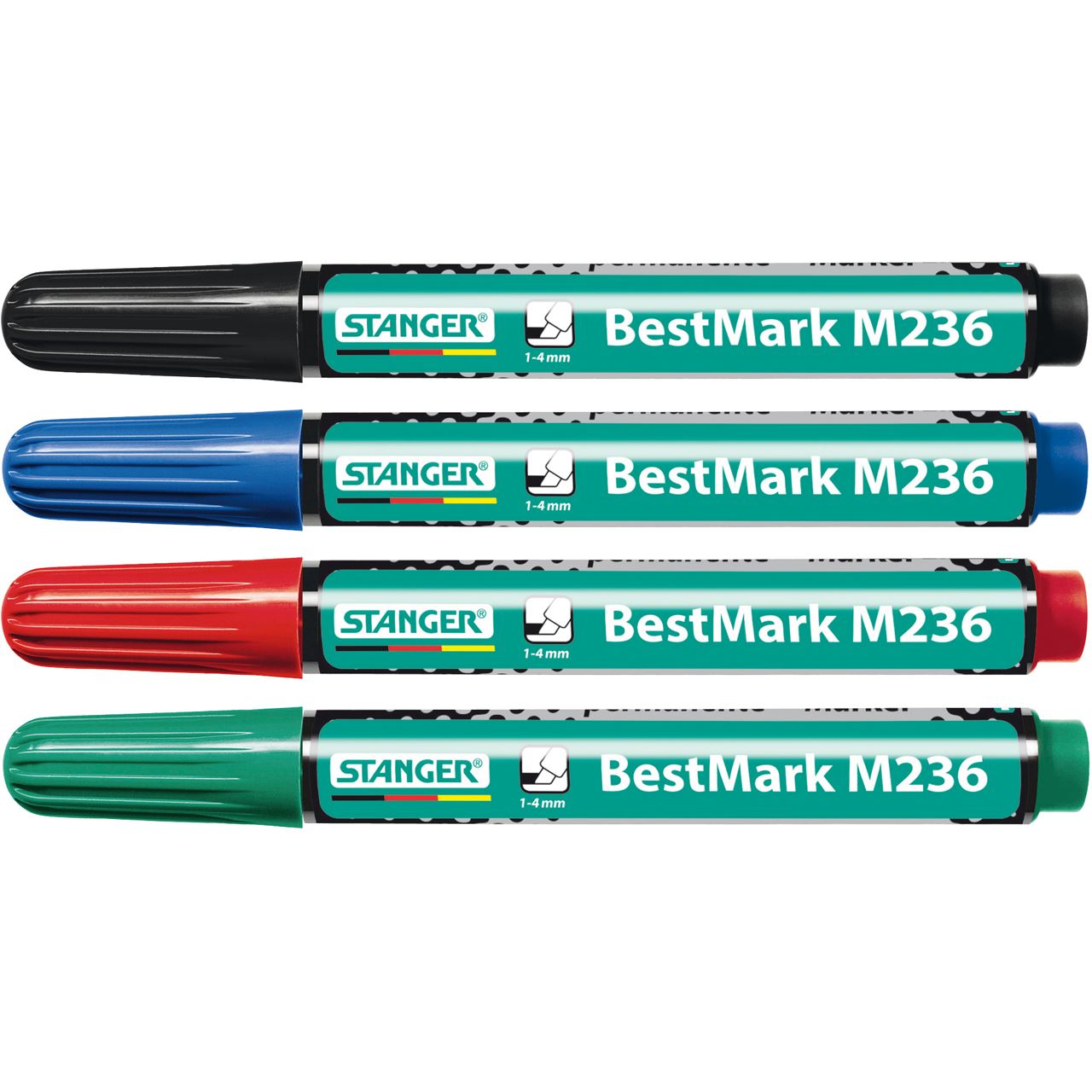 STANGER BestMark M236 Permanentmarker-Set farbsortiert 1,0 - 4,0 mm, 4 ...