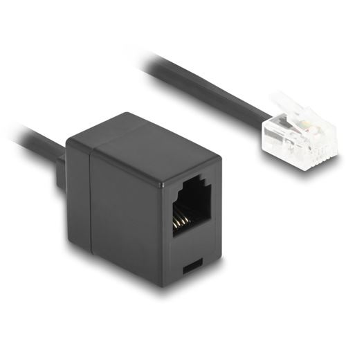 2.00m Delock Telefon Spiralkabel RJ11 Stecker auf RJ11 Buchse Schwarz - RJ11 (Western) Kabel