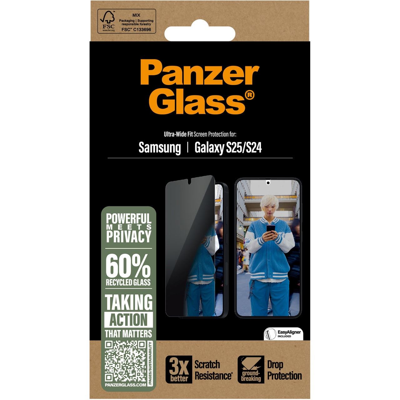 PanzerGlass Privacy Screen Protector Samsung Galaxy S25 Ultra-Wide Fit ...