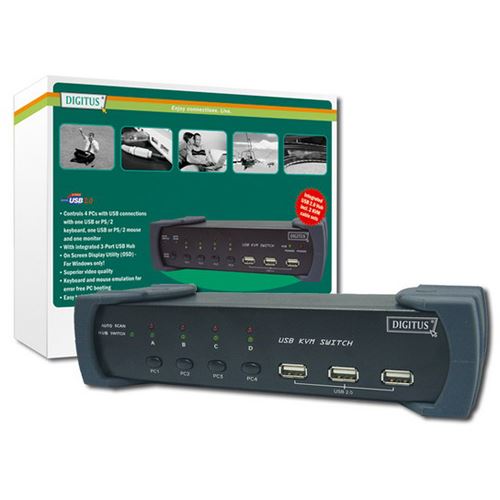 Digitus DC-12201-1 4-fach Desktop KVM-Switch - KVM Geräte | Mindfactory.de