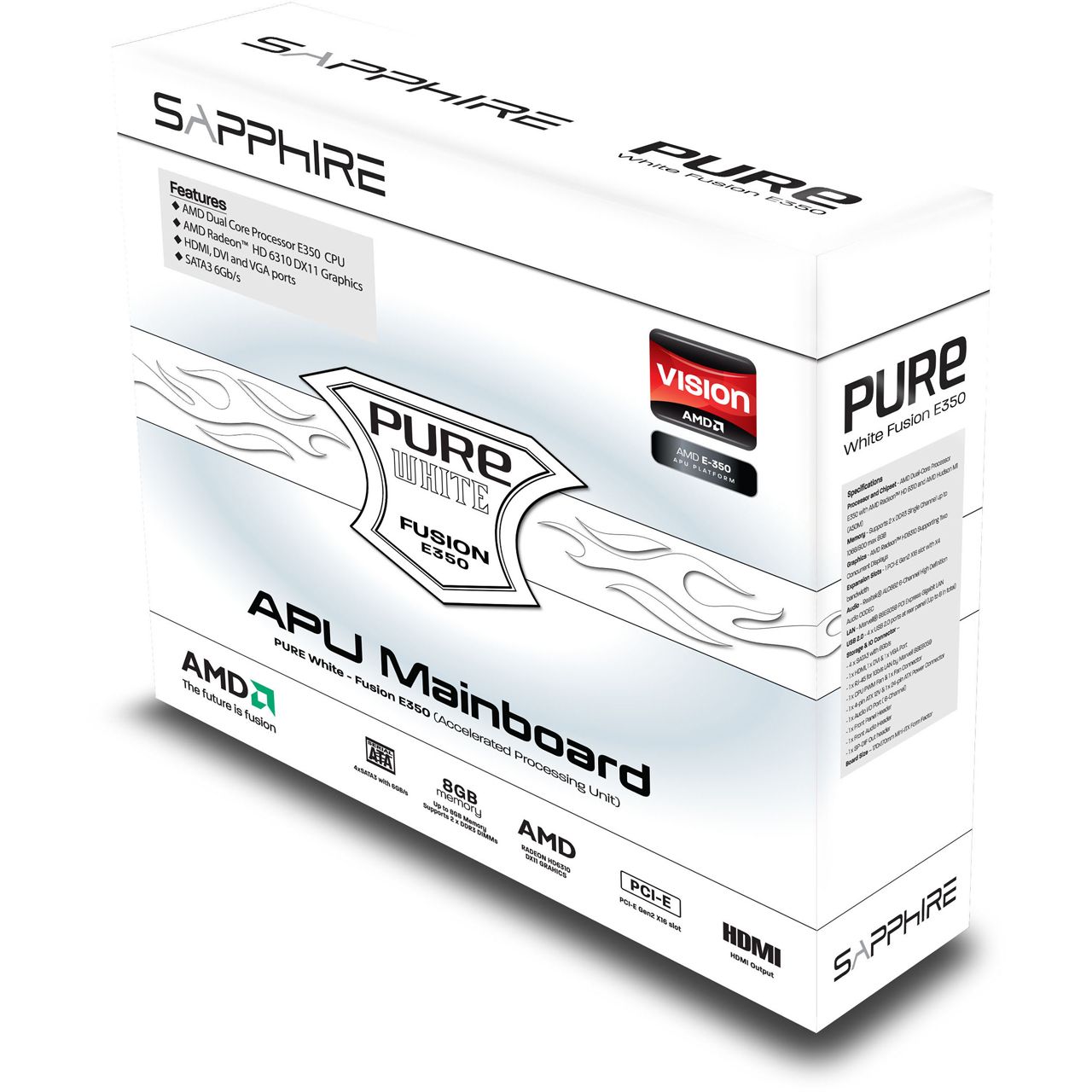 Sapphire Pure White E350 AMD A50M So.FM1 Single Channel DDR3 Mini-ITX ...