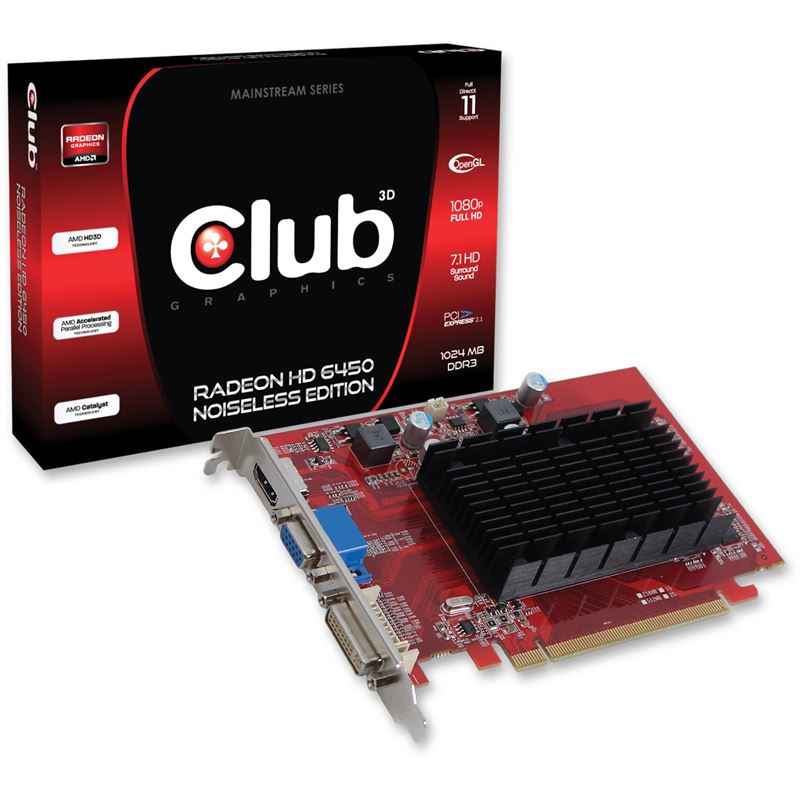1GB Club 3D Radeon HD 6450 Noiseless Edition Passiv PCIe 2.1 x16 ...