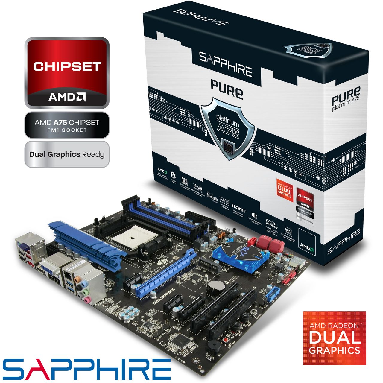 Sapphire Pure Platinum A75 AMD A75 So.FM1 Dual Channel DDR3 ATX Retail ...