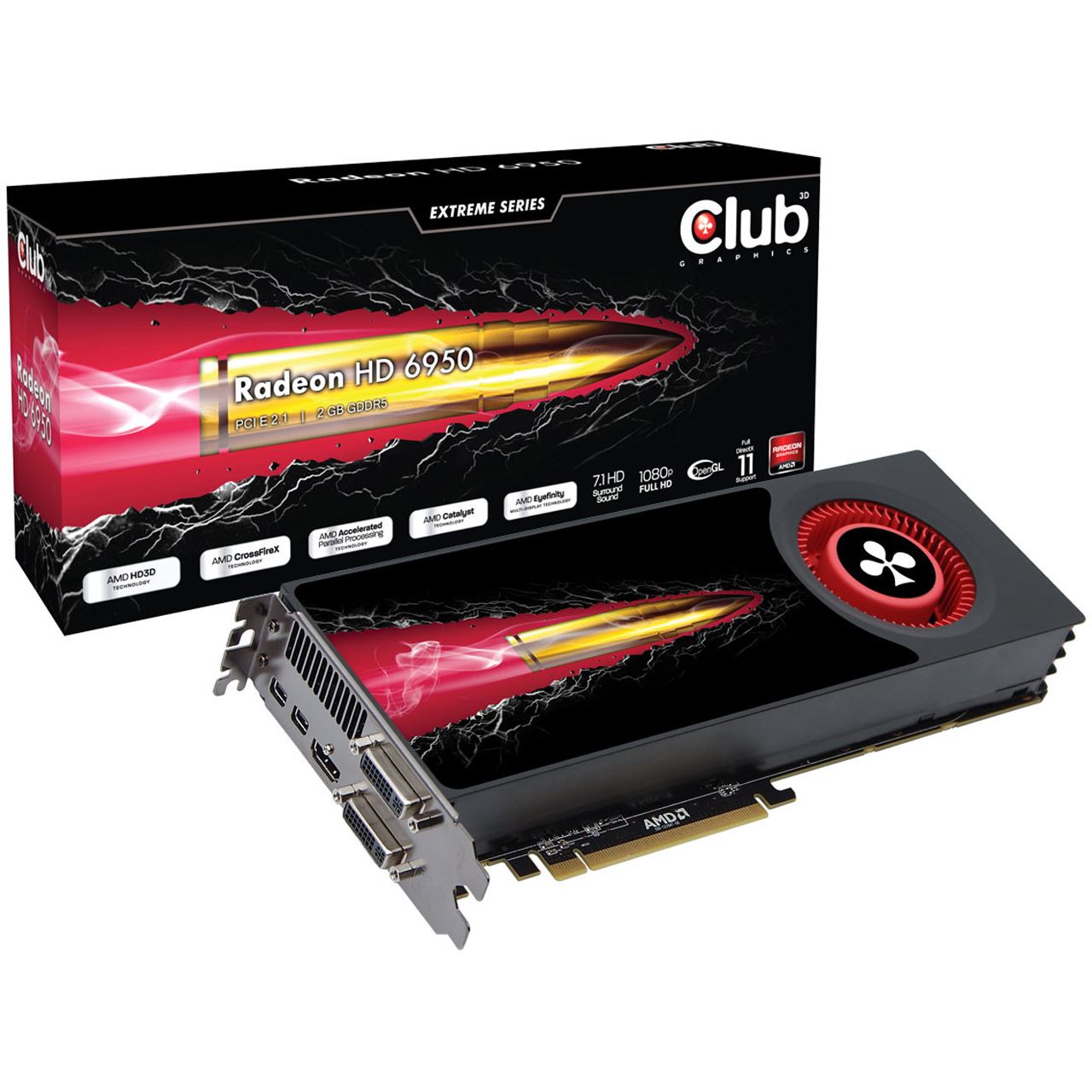 2048MB Club 3D Radeon HD 6950 ATI-Design Aktiv PCIe 2.1 x16 2xDVI ...