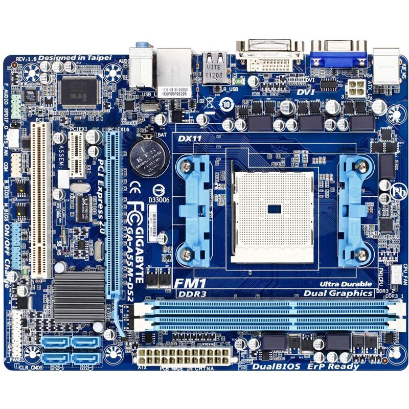 Gigabyte GA-A55M-DS2 AMD A55 So.FM1 Dual Channel DDR3 mATX Retail ...