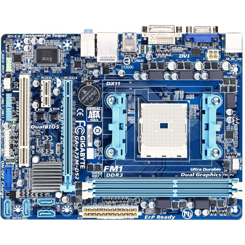 Gigabyte GA-A75M-DS2 AMD A75 So.FM1 Dual Channel DDR3 mATX Retail ...