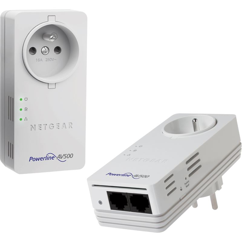 Netgear Powerline 500 Nano PassThru Dual Port Kit 500 MBit/s 2x LAN 10/ ...