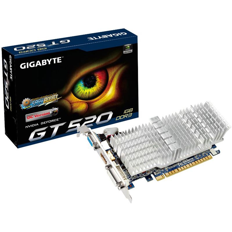 VGA 1024MB Gigabyte GeForce GT 520 HD Experience Series Passiv PCIe 2.0 ...