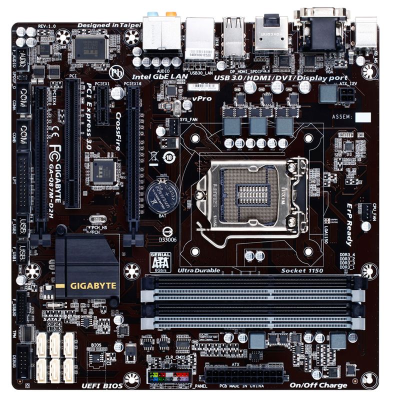 Gigabyte GA-Q87M-D2H Intel Q87 So.1150 Dual Channel DDR3 mATX Retail ...