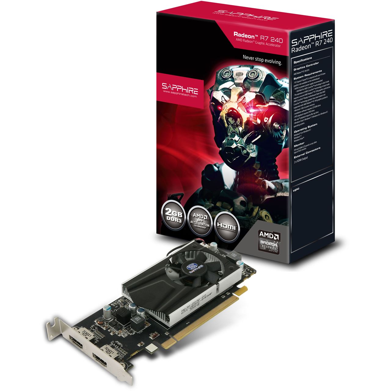 2GB Sapphire Radeon R7 240 Low Profile Aktiv PCIe 3.0 x16 (Lite Retail ...