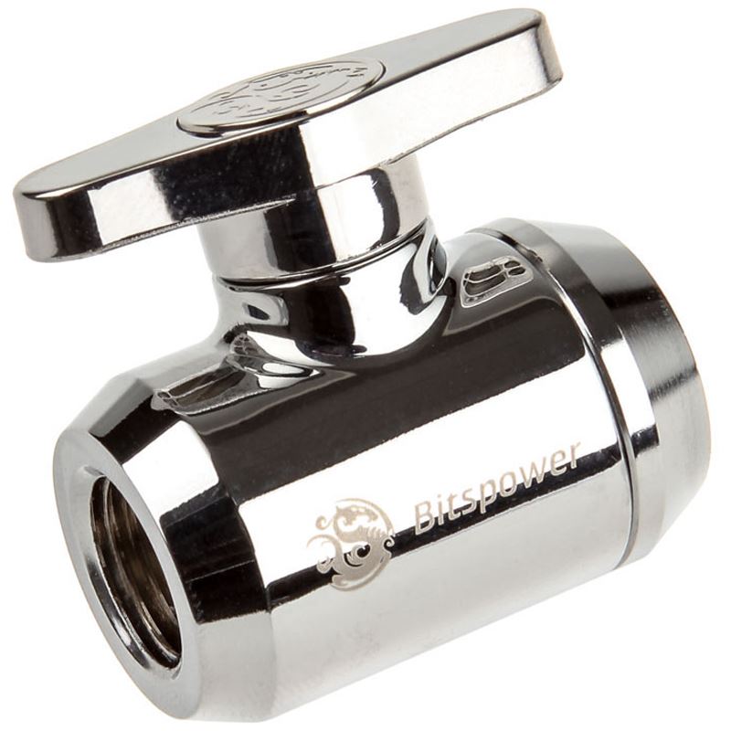 Bitspower Absperrhahn gerade 2x Gewinde G1/4" silber glänzend ...
